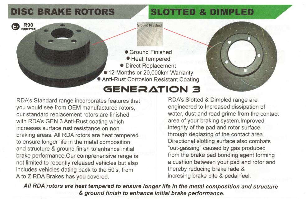RDA8112D RDA Slotted and Dimpled Brake Disc Rotor Pair Front 296mm ...